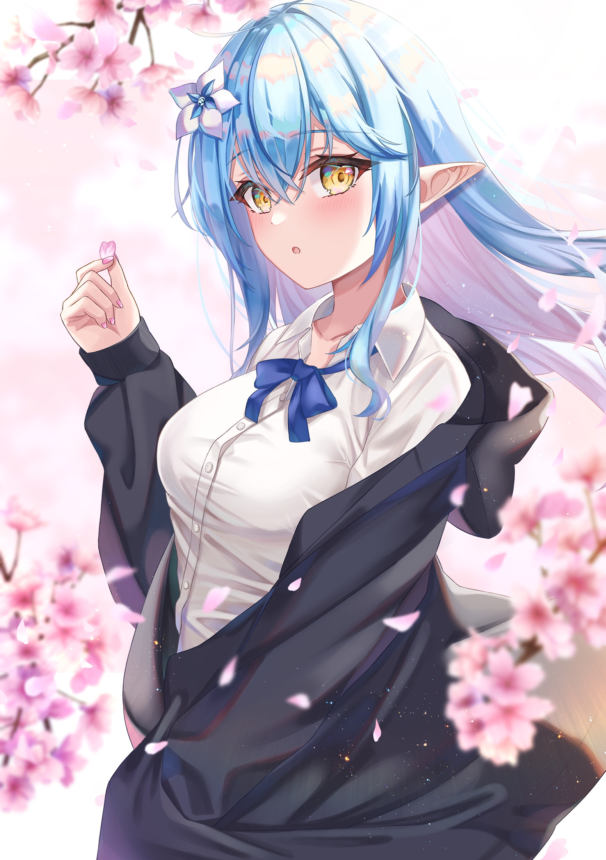 yu illust1002 hololive yukihana lamy elf pointy ears seifuku | #1072942 | yande.re